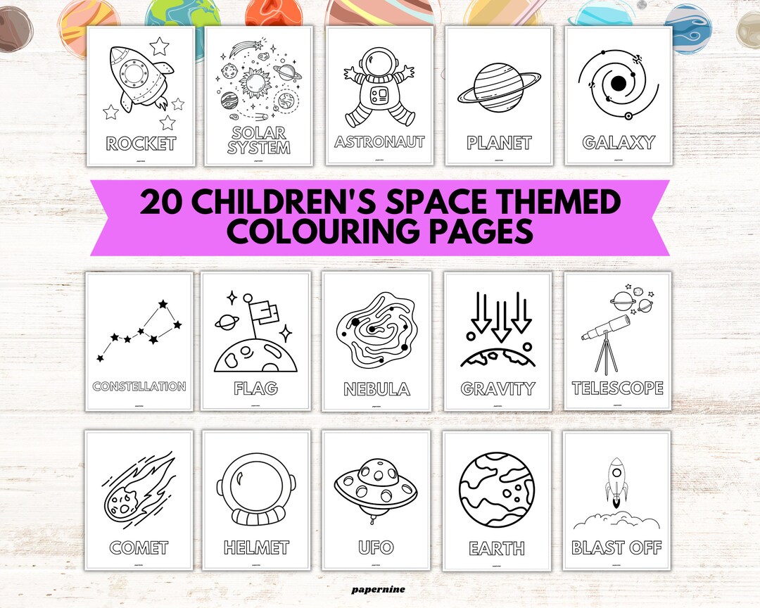 20 Children's Space Themed Printable Colouring Pages, Doodle Kids ...