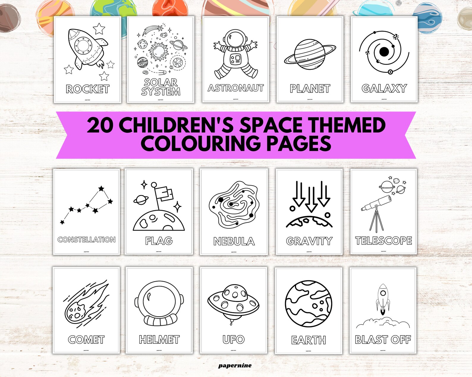 20 Children's Space Themed Printable Colouring Pages, Doodle Kids ...