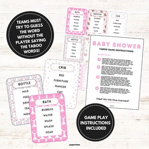 Baby Shower Taboo Game: Printable Word Charades (instant Download) - Etsy