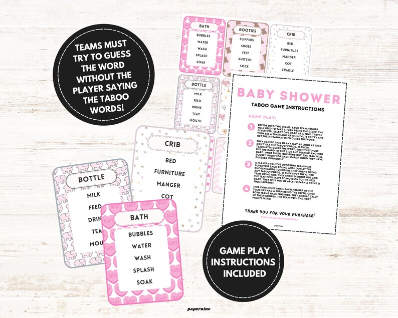 Baby Shower Taboo Game | Fun Printable Party Game for Moms-to-be ...
