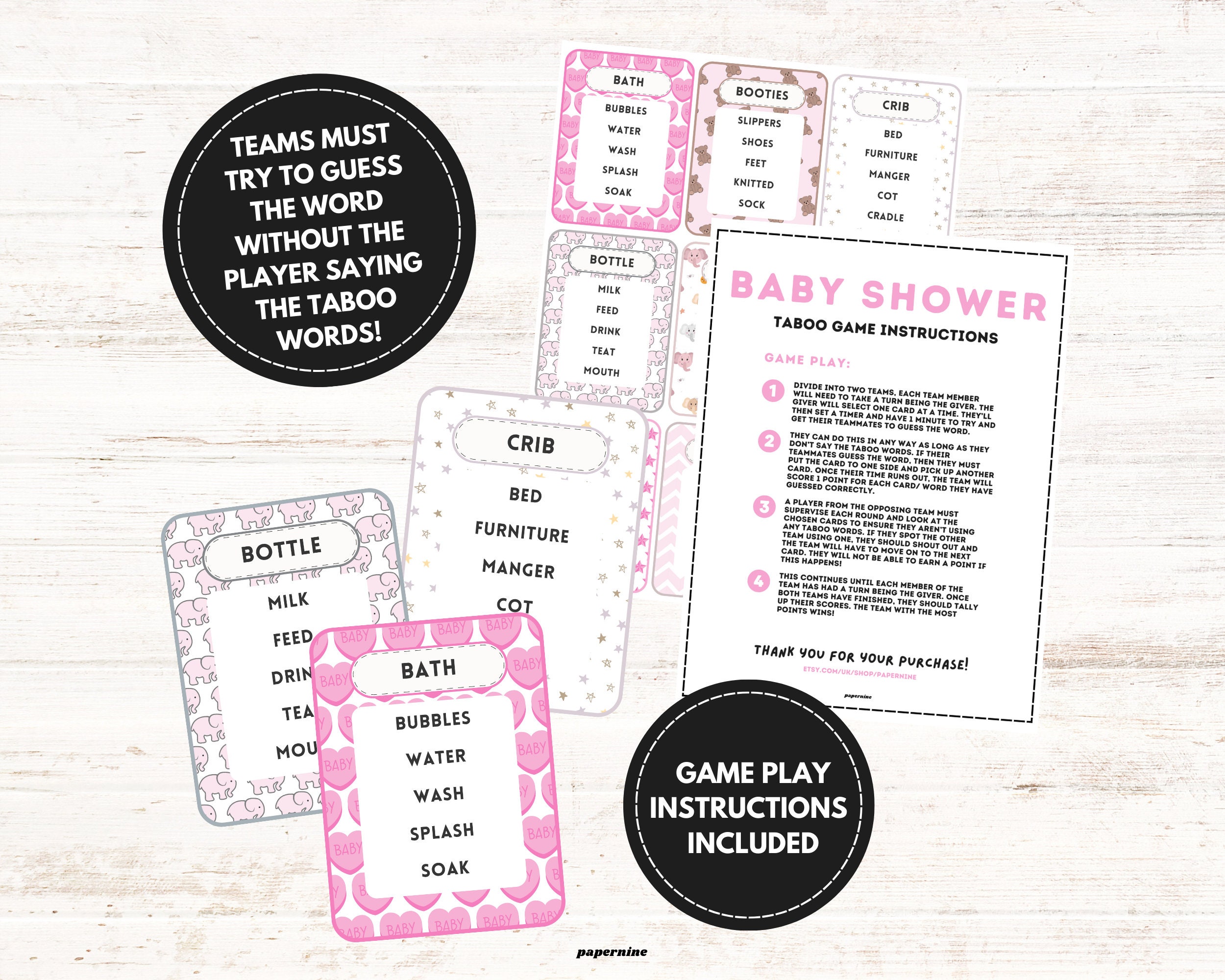 Baby Shower Taboo Game | Fun Printable Party Game for Moms-to-be ...