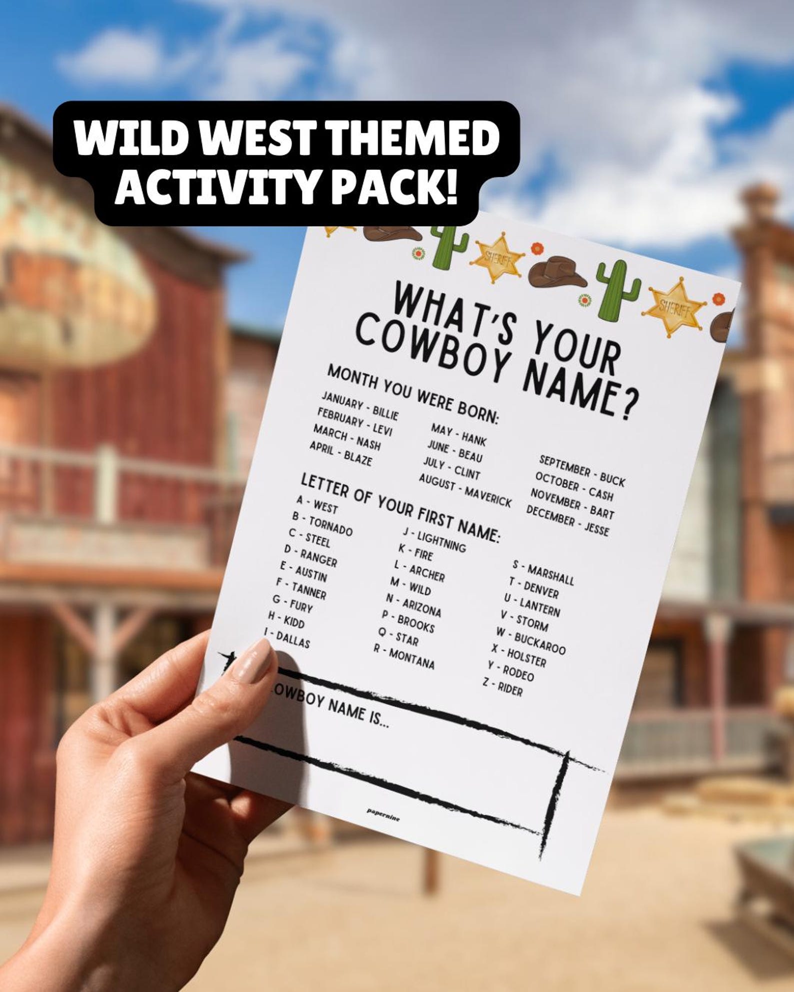 Wild West Printable Activity Book for Kids: Cowboy Games, Puzzles ...