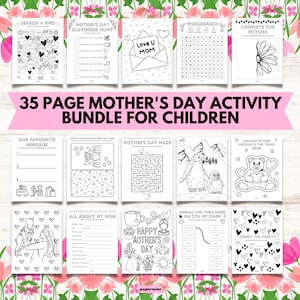 35 Page Mother's Day Themed Printable Activity Bundle Kids Party Games ...