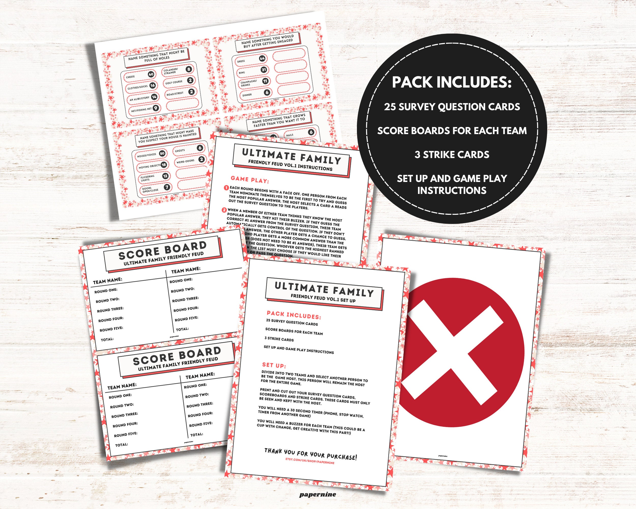 Family Feud Game: Trivia Night Fun (instant Download) - Etsy