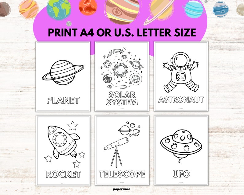 20 Children's Space Themed Printable Colouring Pages, Doodle Kids ...