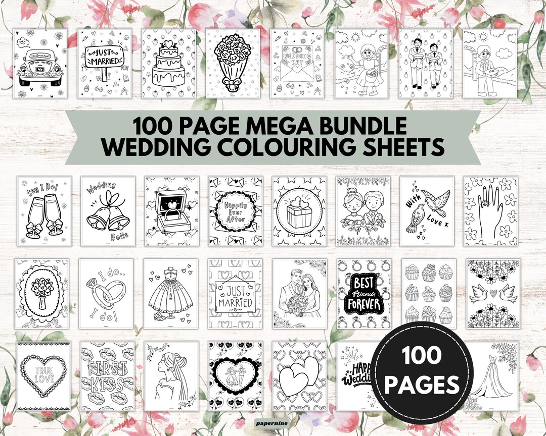 100 Wedding Printable Colouring Pages for Kids | Wedding Party Favours ...