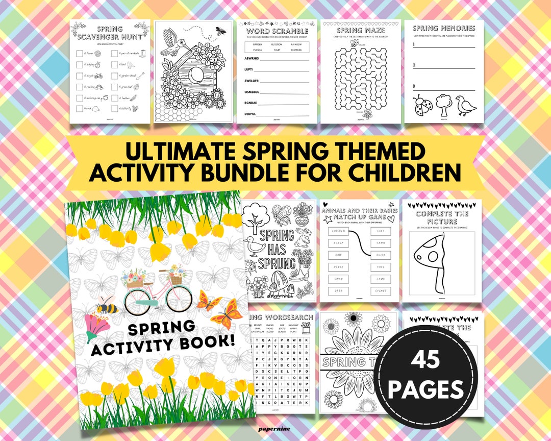 Ultimate Spring Themed Printable Activity Bundle 45 Pages Spring Party ...