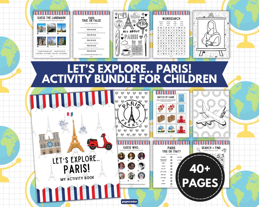 Let's Explore.. Paris Activity Bundle Pack for Children 40 Pages ...