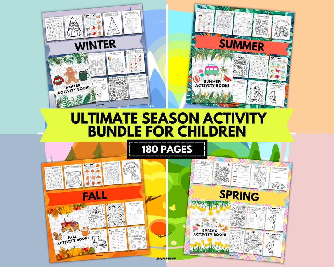 180 Pages Ultimate Season Printable Activity Bundle Pack for Children ...