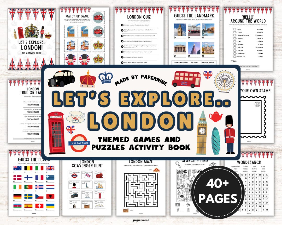 London Activity Book for Kids: Games, Puzzles, Coloring Pages (instant ...