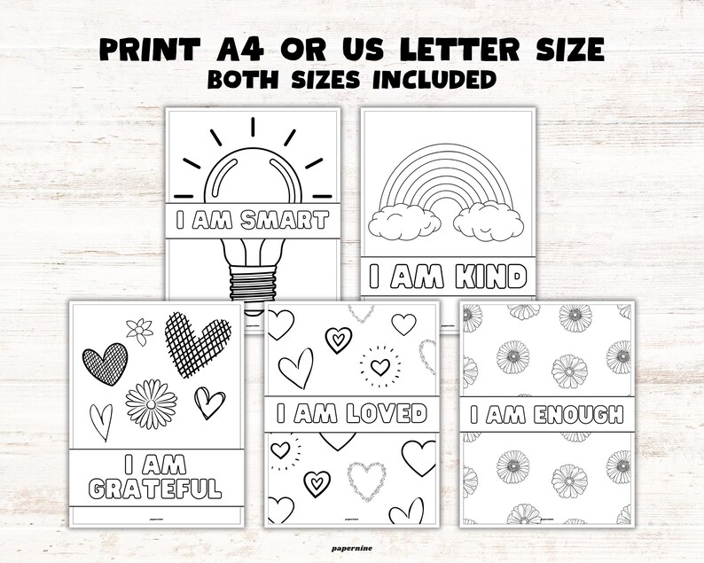 Positive Affirmations Coloring Pages for Kids: Printable Empowerment ...