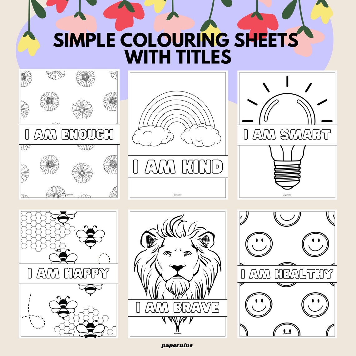 20 Childrens Positive Affirmations Printable Colouring Pages - Etsy