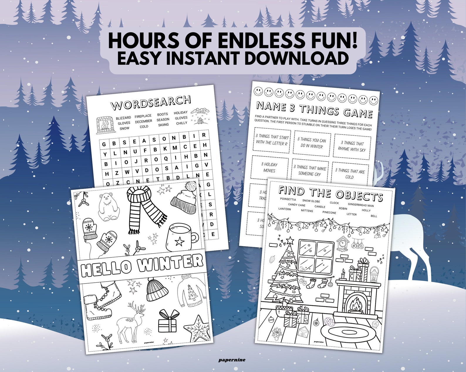 Ultimate Winter Themed Printable Activity Bundle Pack for Children 45 ...