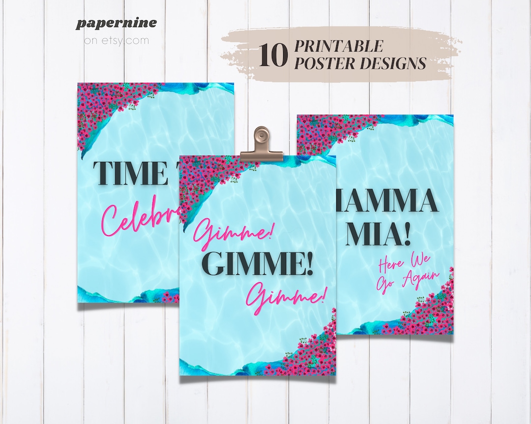 MAMMA MIA Inspired Printable Party Posters, Digital Printable A3 ...