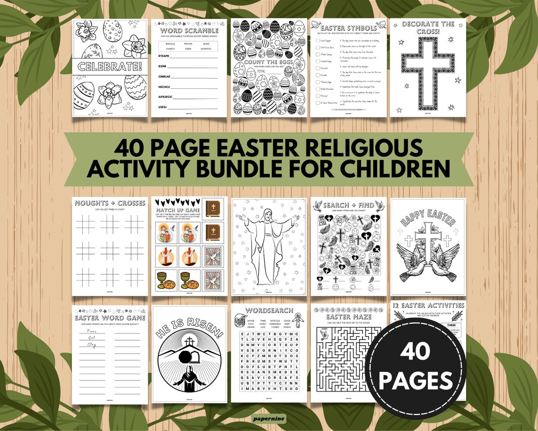 40 Page Easter Religious Themed Printable Activity Bundle Easter Story ...