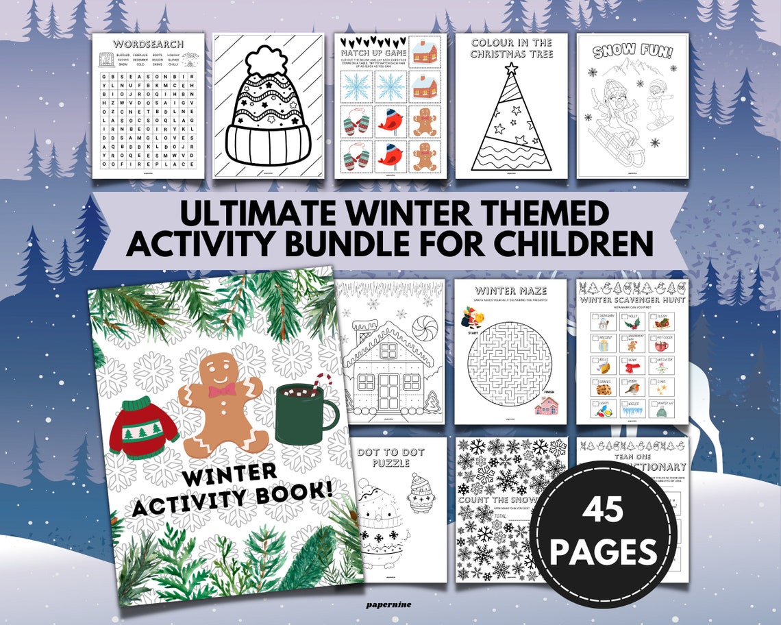 Ultimate Winter Themed Printable Activity Bundle Pack for Children 45 ...