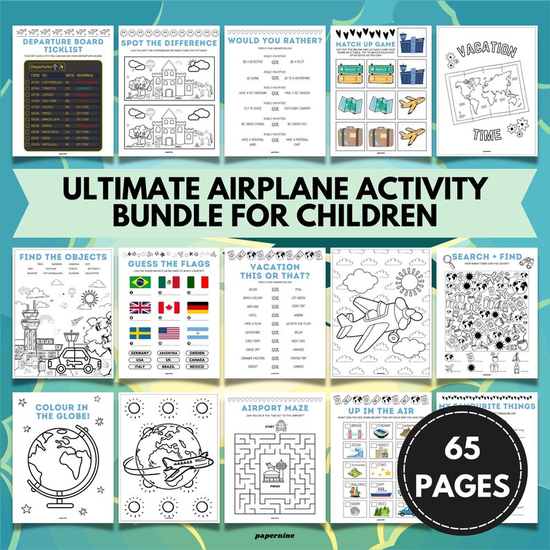 Ultimate Airplane Themed Printable Activity Bundle Pack for - Etsy