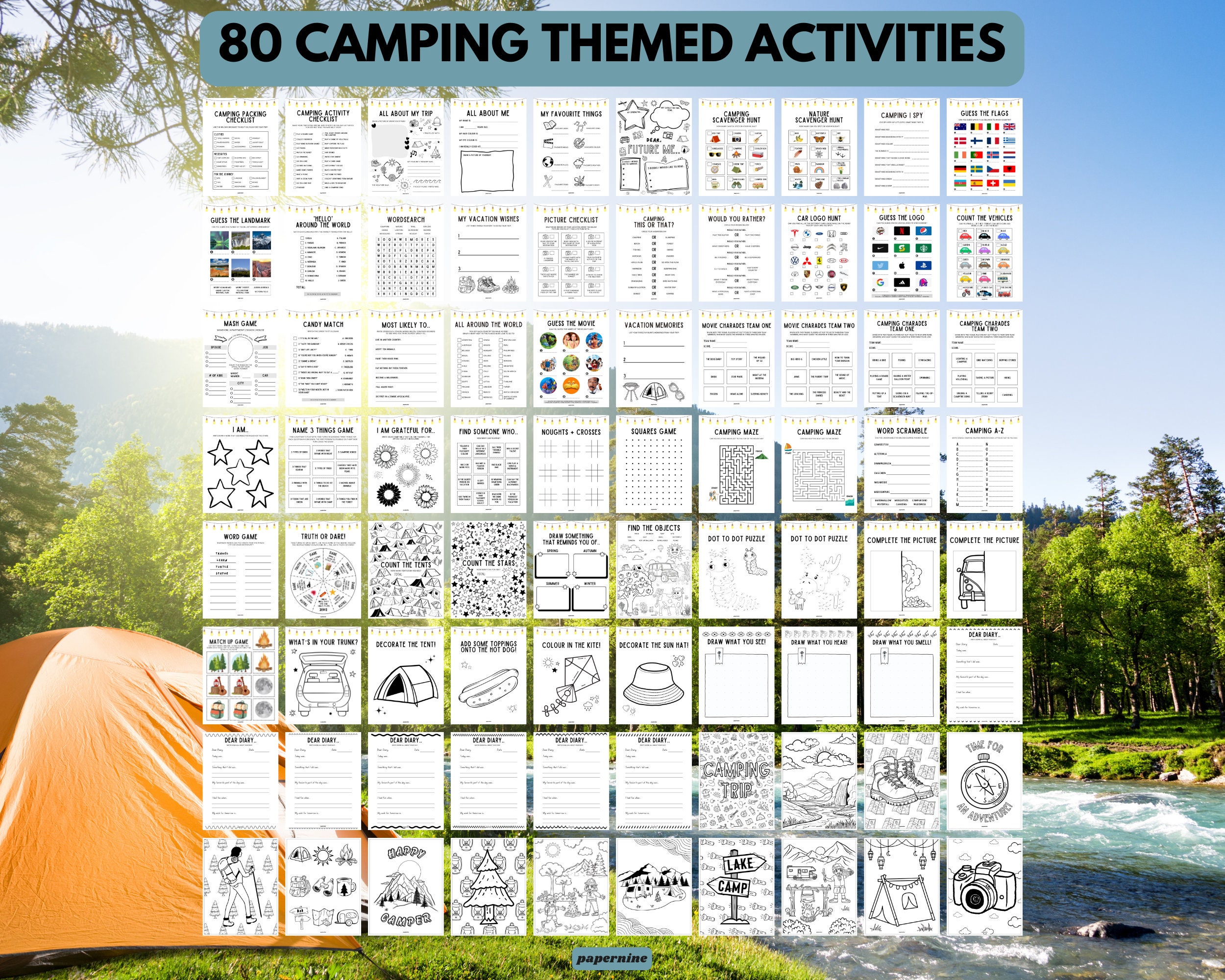 Ultimate Camping Trip Themed Printable Activity Bundle Pack for ...