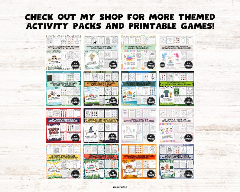 Birthday Printable Activity Book for Kids: Party Games, Puzzles ...