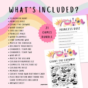21 Page Princess Themed Printable Activity Bundle Pack Mermaid Party ...