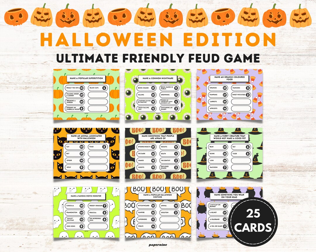 Halloween Friendly Feud Game | Fun Printable Party Game for Kids ...
