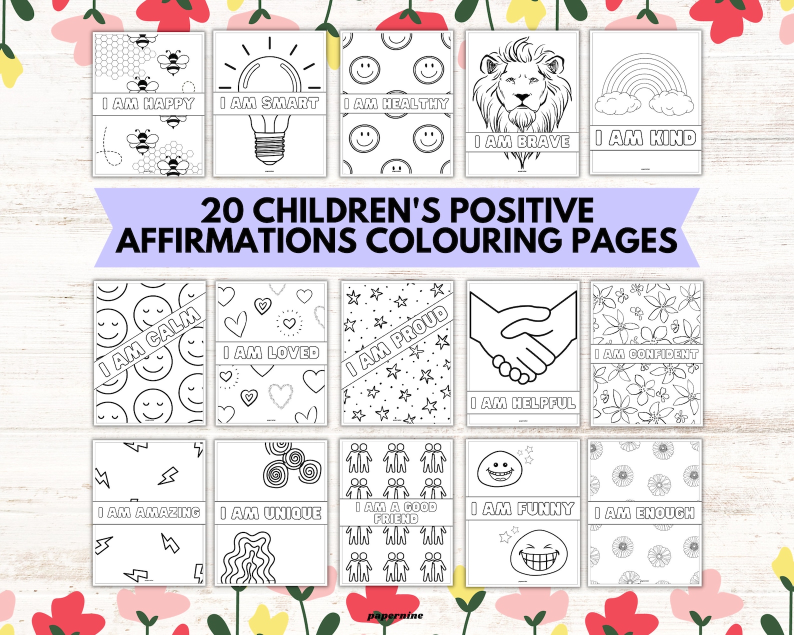 20 Childrens Positive Affirmations Printable Colouring Pages School ...