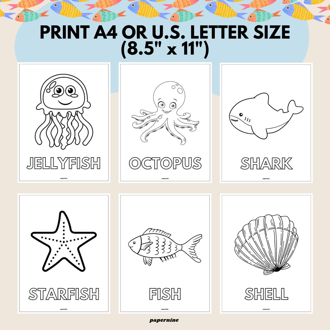 20 Children's Under the Sea Printable Colouring Pages - Etsy