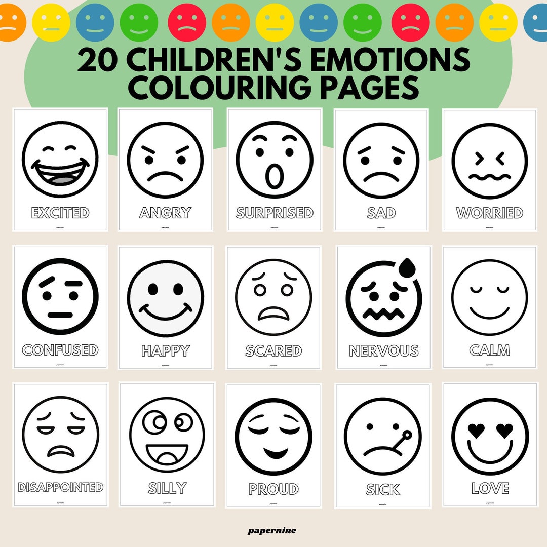20 Children's Emotions Printable Colouring Pages Feelings - Etsy