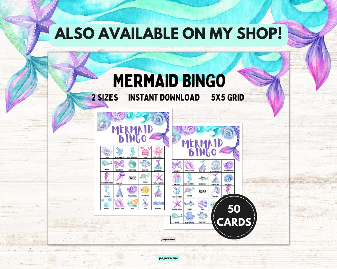 Mermaid Activity Book for Kids: Games, Puzzles, Coloring Pages (instant ...