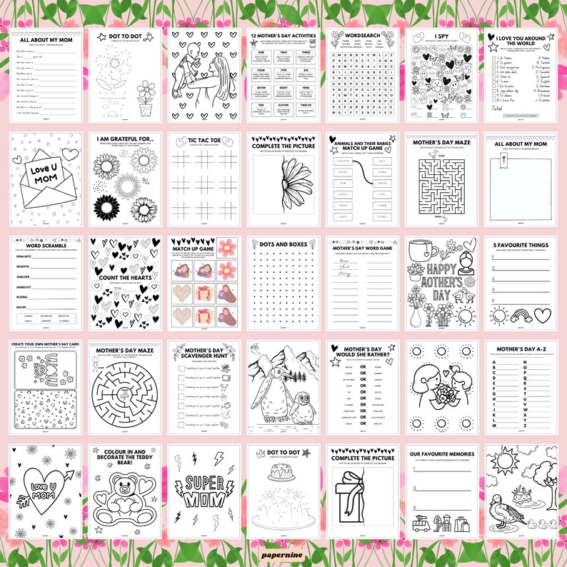 35 Page Mother's Day Themed Printable Activity Bundle Kids - Etsy
