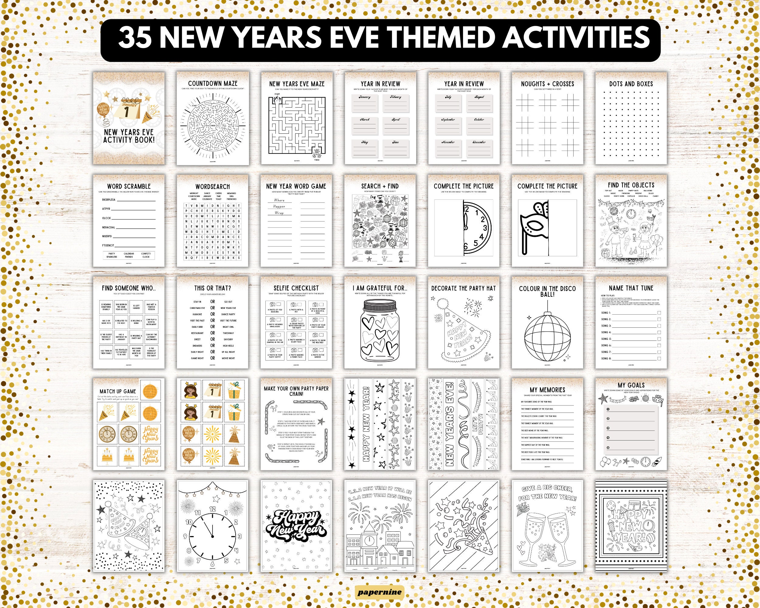 Ultimate New Years Eve Printable Activity Bundle for Children 35 Pages ...