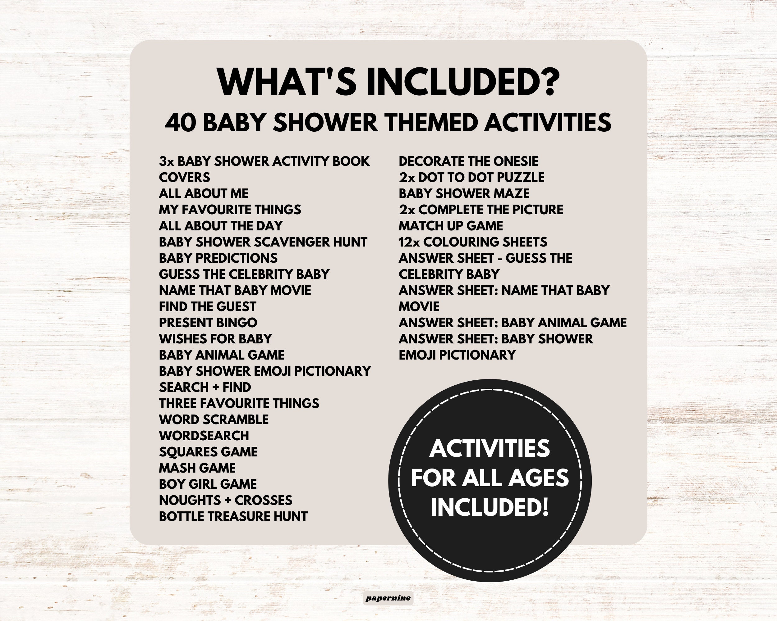 Ultimate Baby Shower Themed Printable Activity Bundle Pack for Children ...
