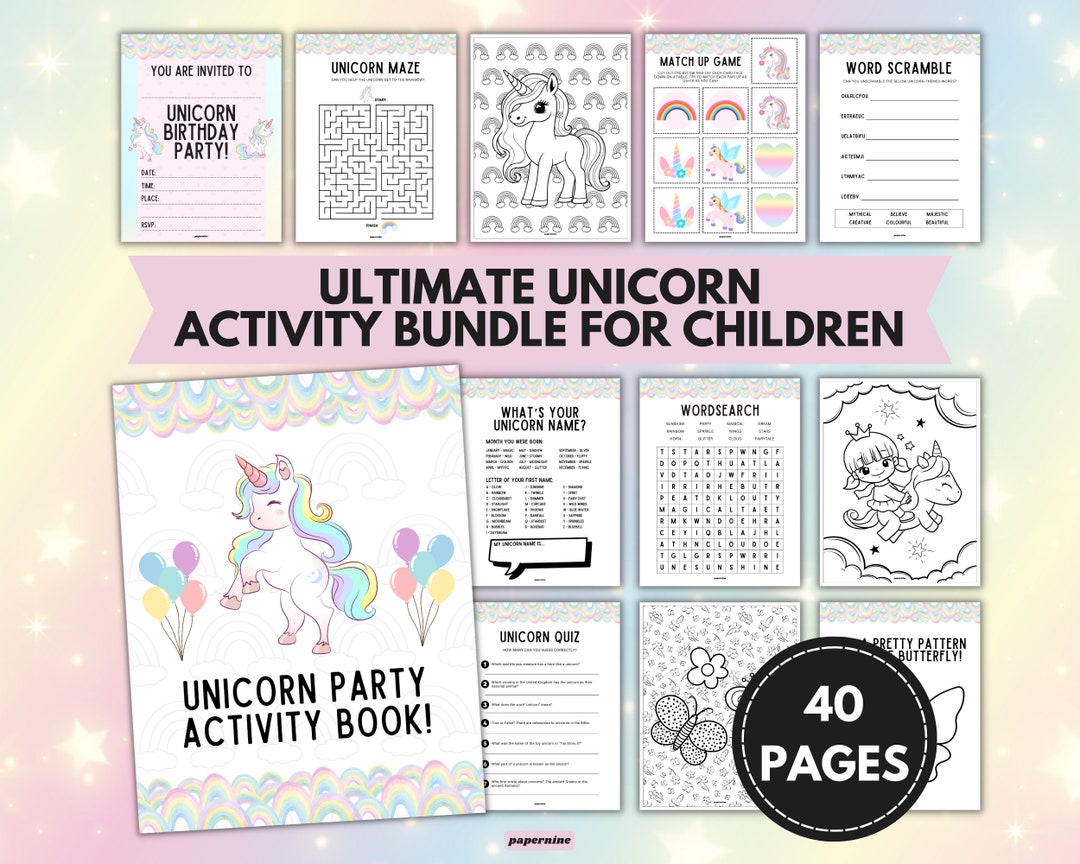 Ultimate Unicorn Printable Activity Book for Kids | Fun Games, Puzzles ...