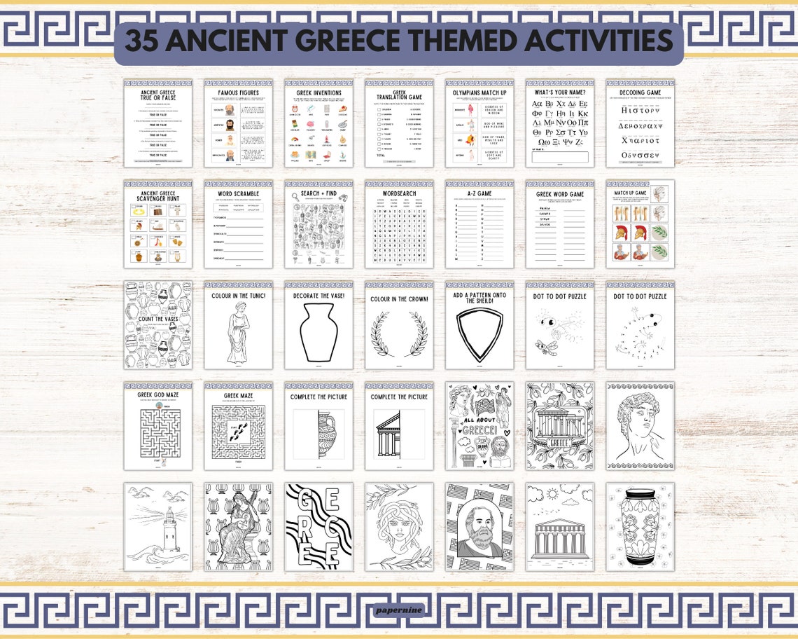 Ultimate Ancient Greece Themed Printable Games Activity Bundle 40 Pages ...