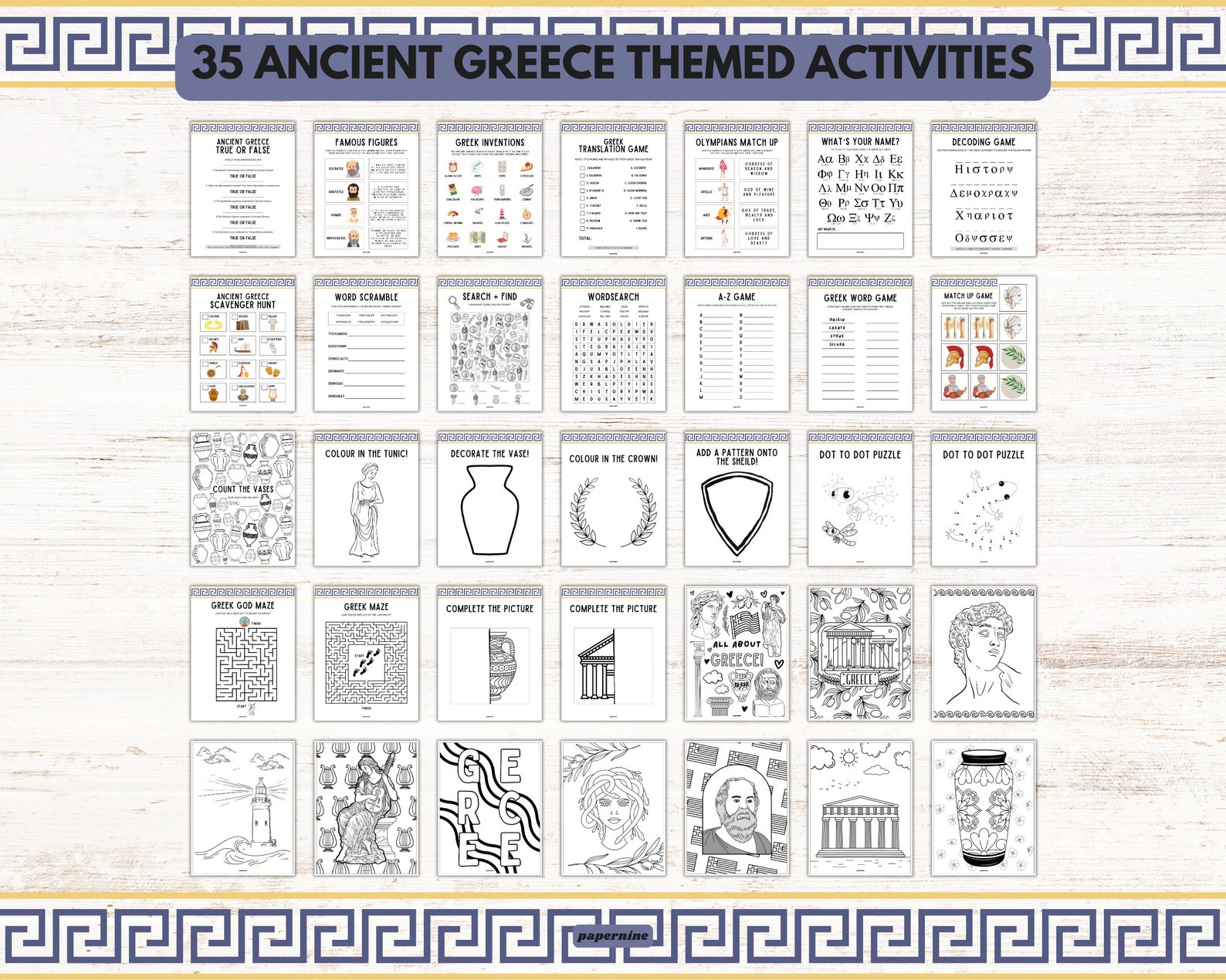 Ultimate Ancient Greece Themed Printable Games Activity Bundle 40 Pages ...