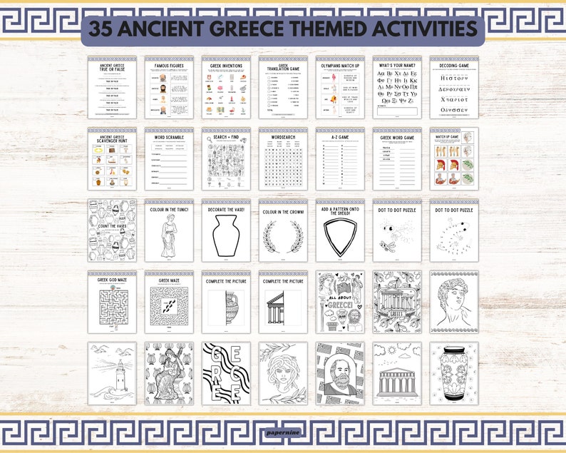 Ultimate Ancient Greece Themed Printable Games Activity Bundle 40 Pages ...