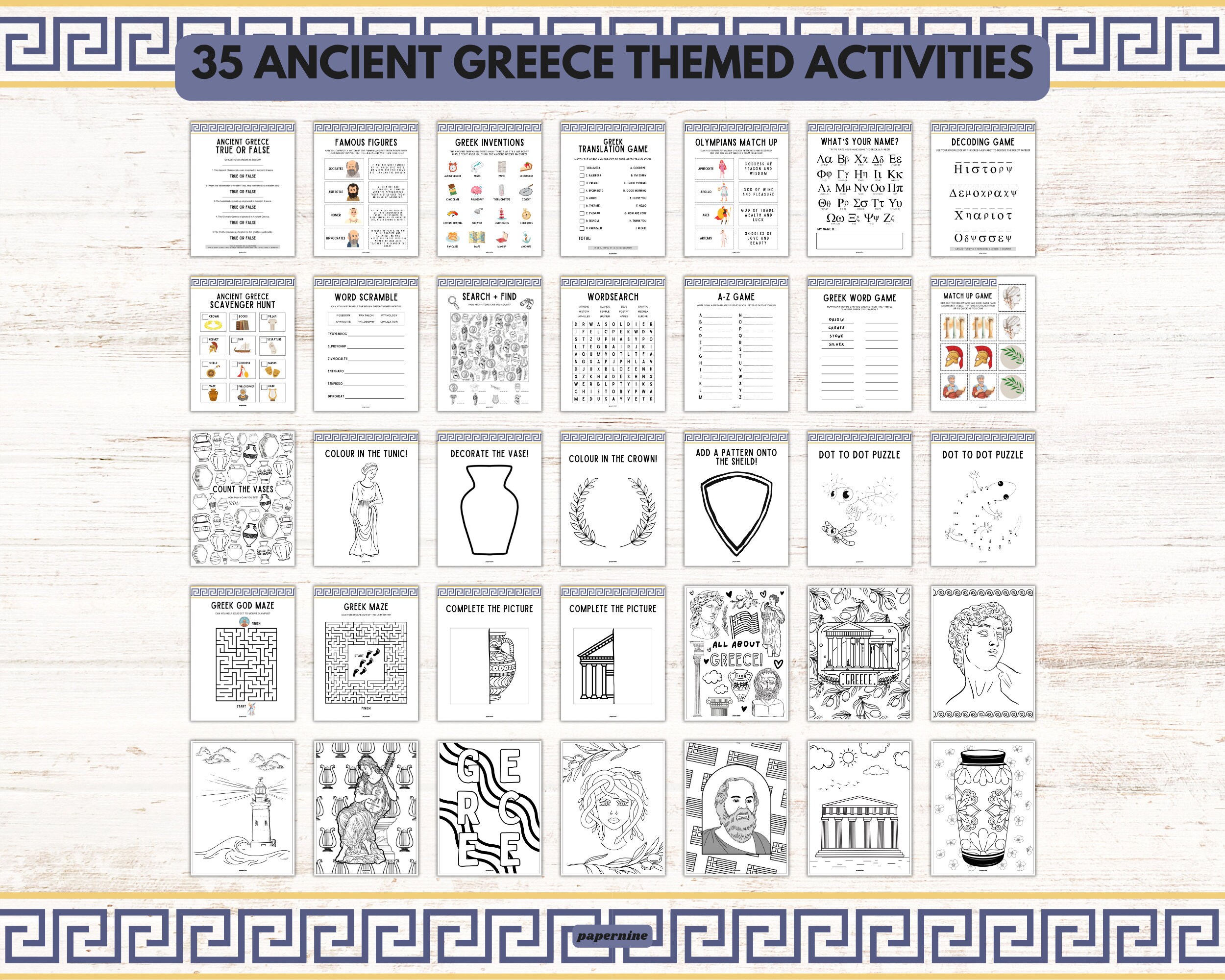 Ultimate Ancient Greece Themed Printable Games Activity Bundle 40 Pages ...