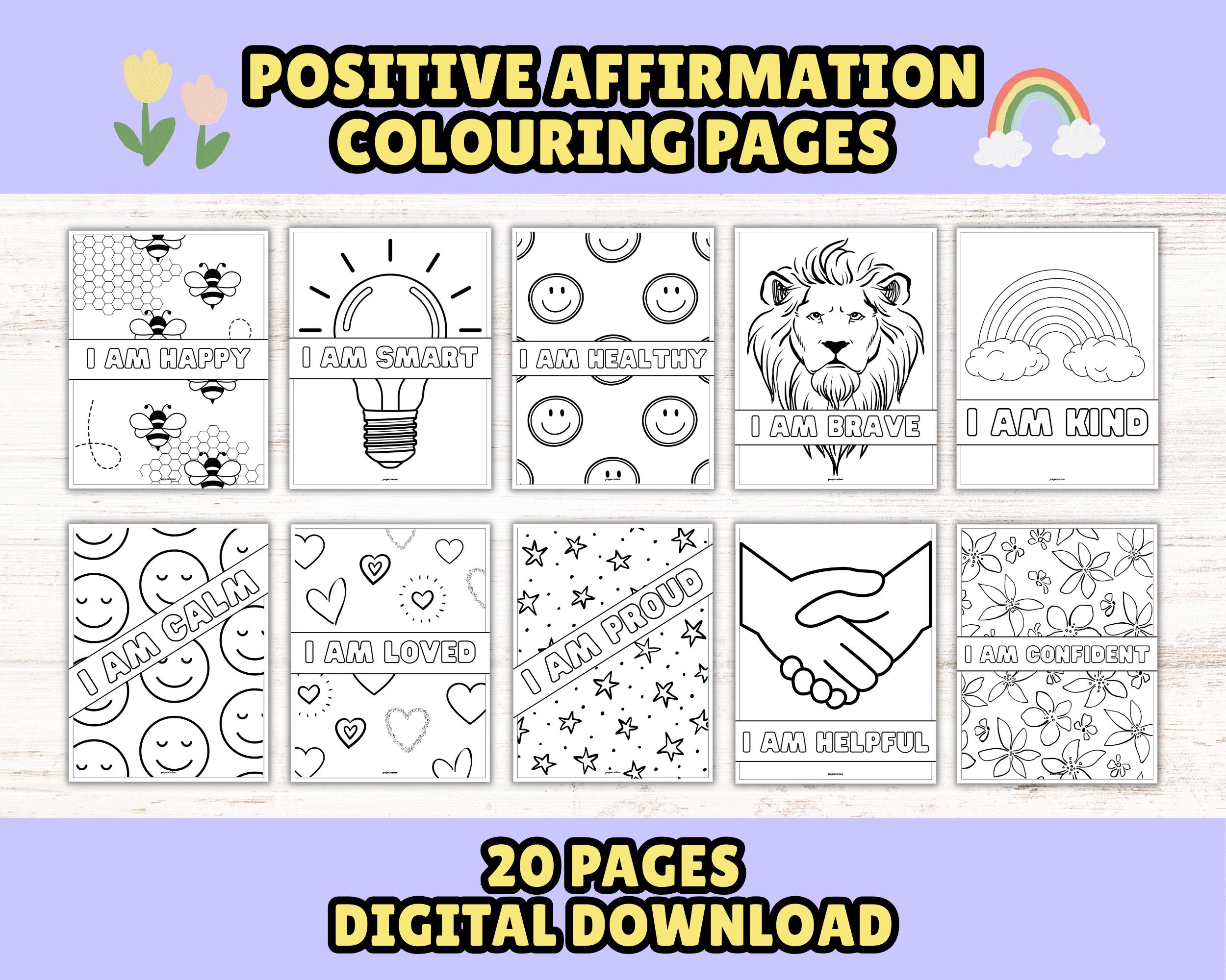 Positive Affirmations Coloring Pages for Kids: Printable Empowerment ...