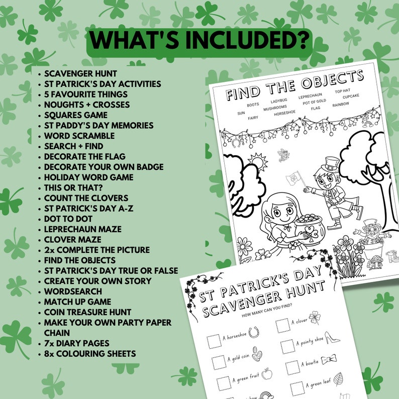 35 Page St Patrick's Day Themed Printable Activity Bundle - Etsy