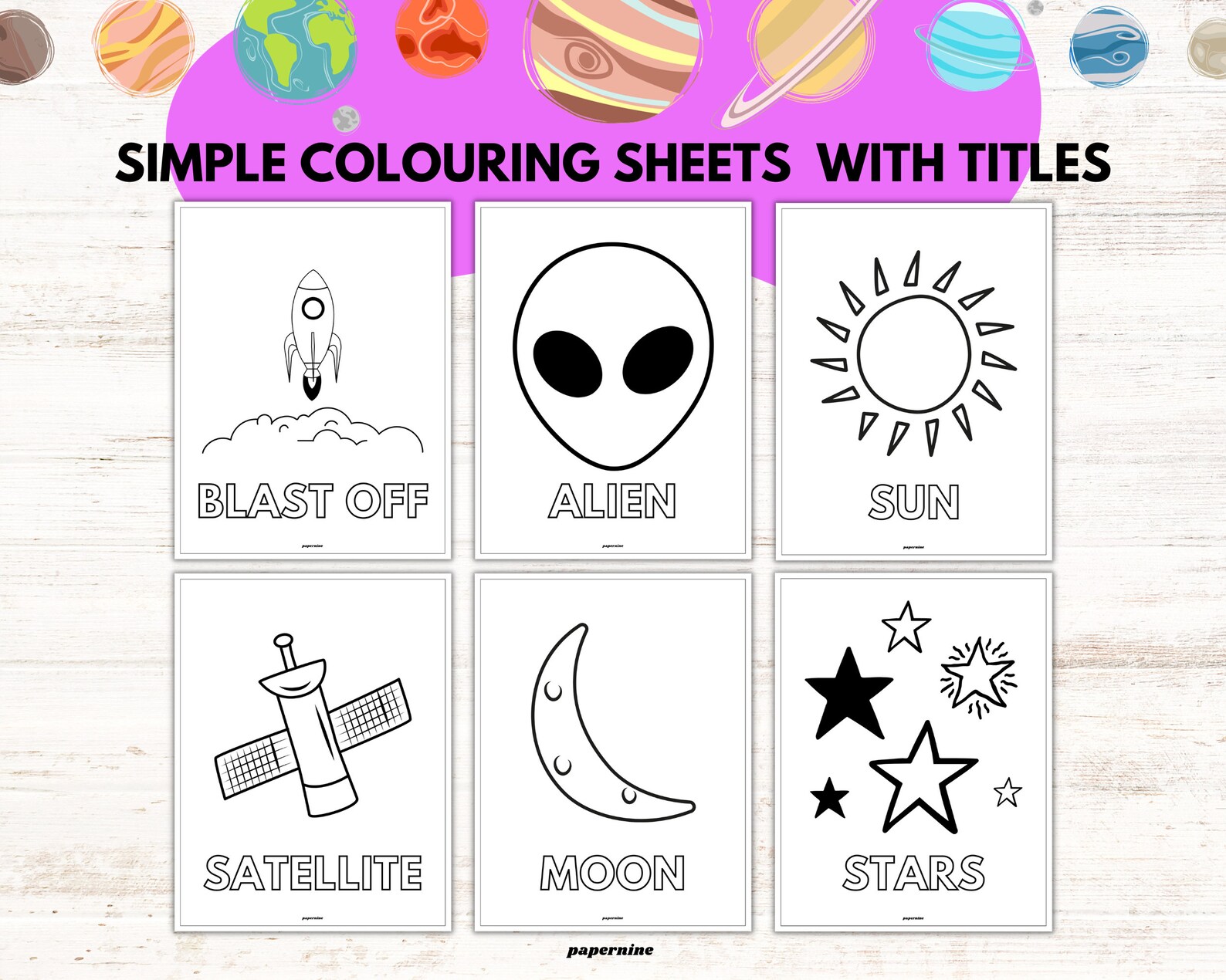 20 Children's Space Themed Printable Colouring Pages, Doodle Kids ...
