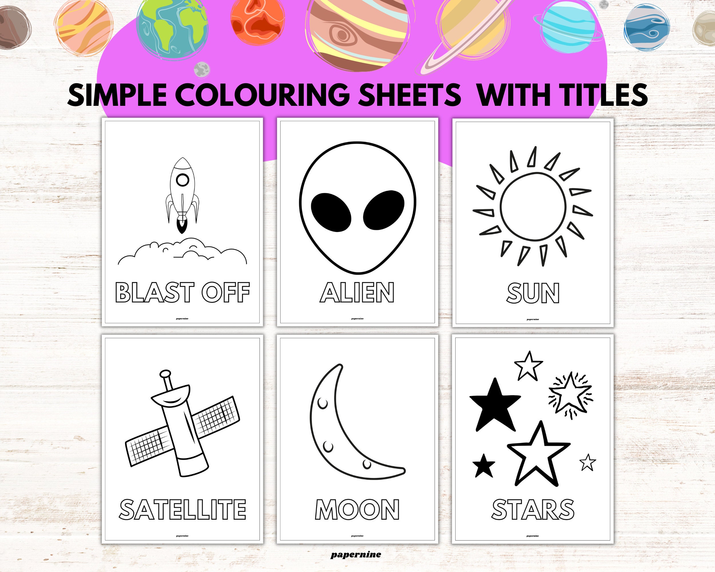 20 Children's Space Themed Printable Colouring Pages, Doodle Kids ...