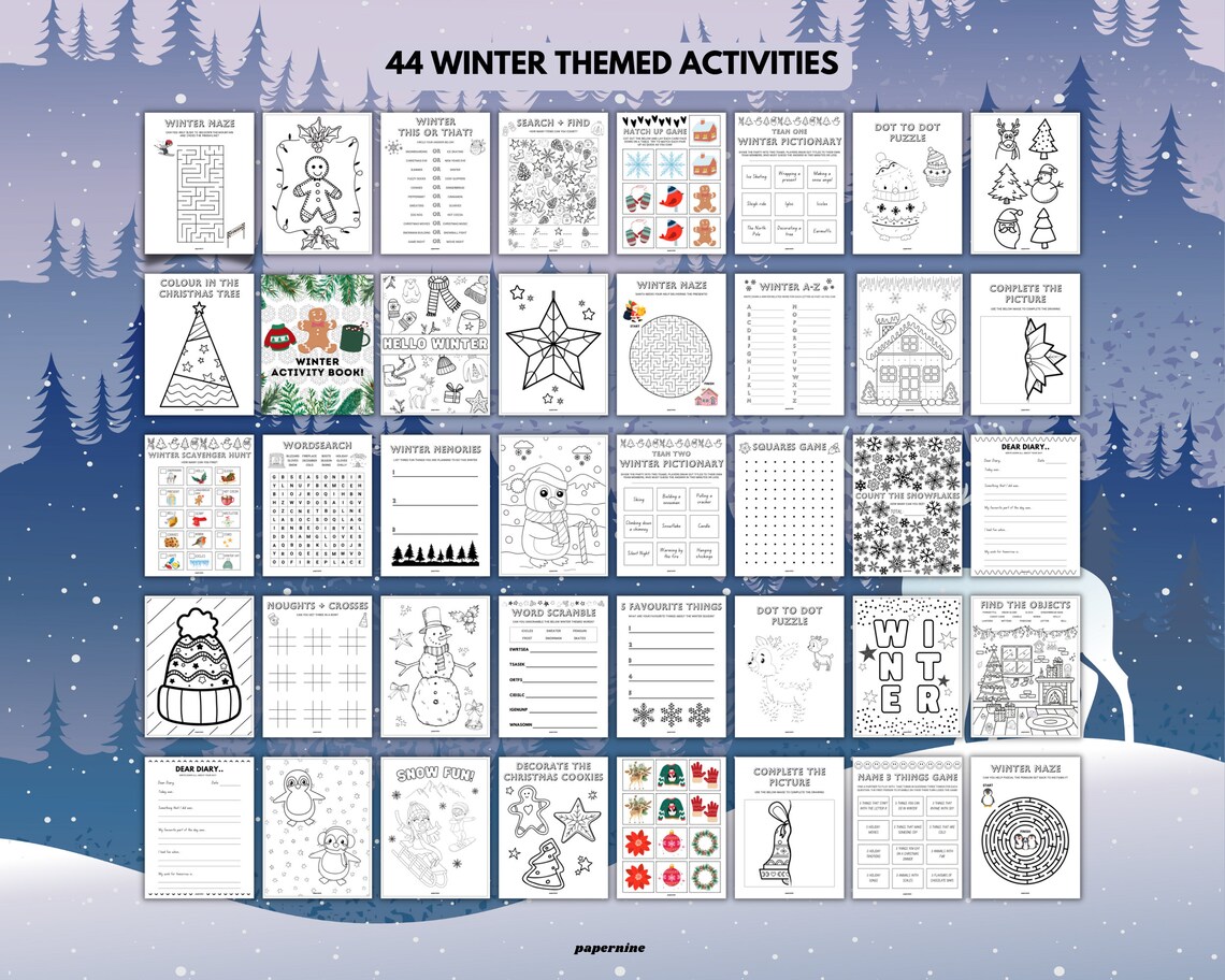 Ultimate Winter Themed Printable Activity Bundle Pack for Children 45 ...