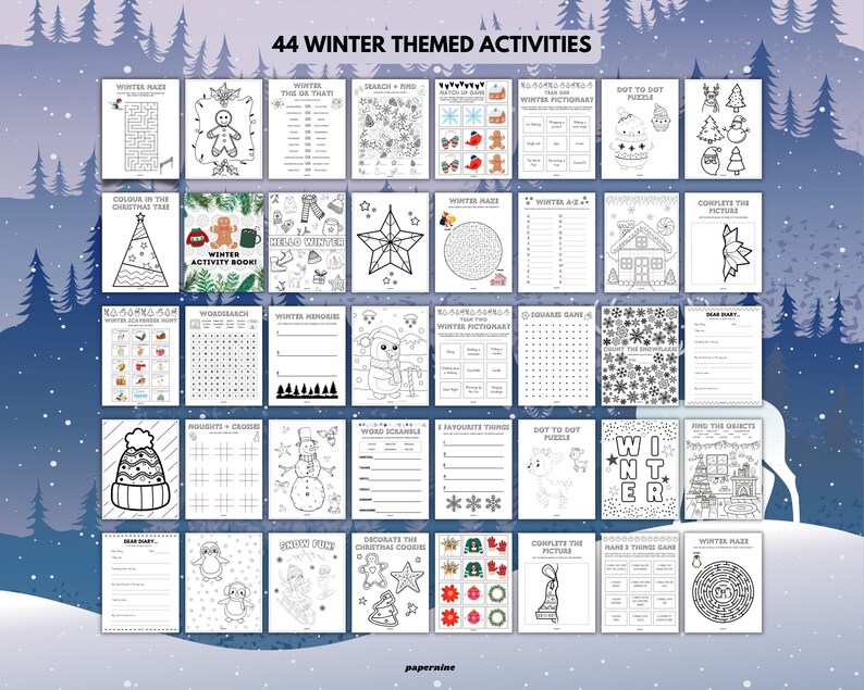Ultimate Winter Themed Printable Activity Bundle Pack for Children 45 ...