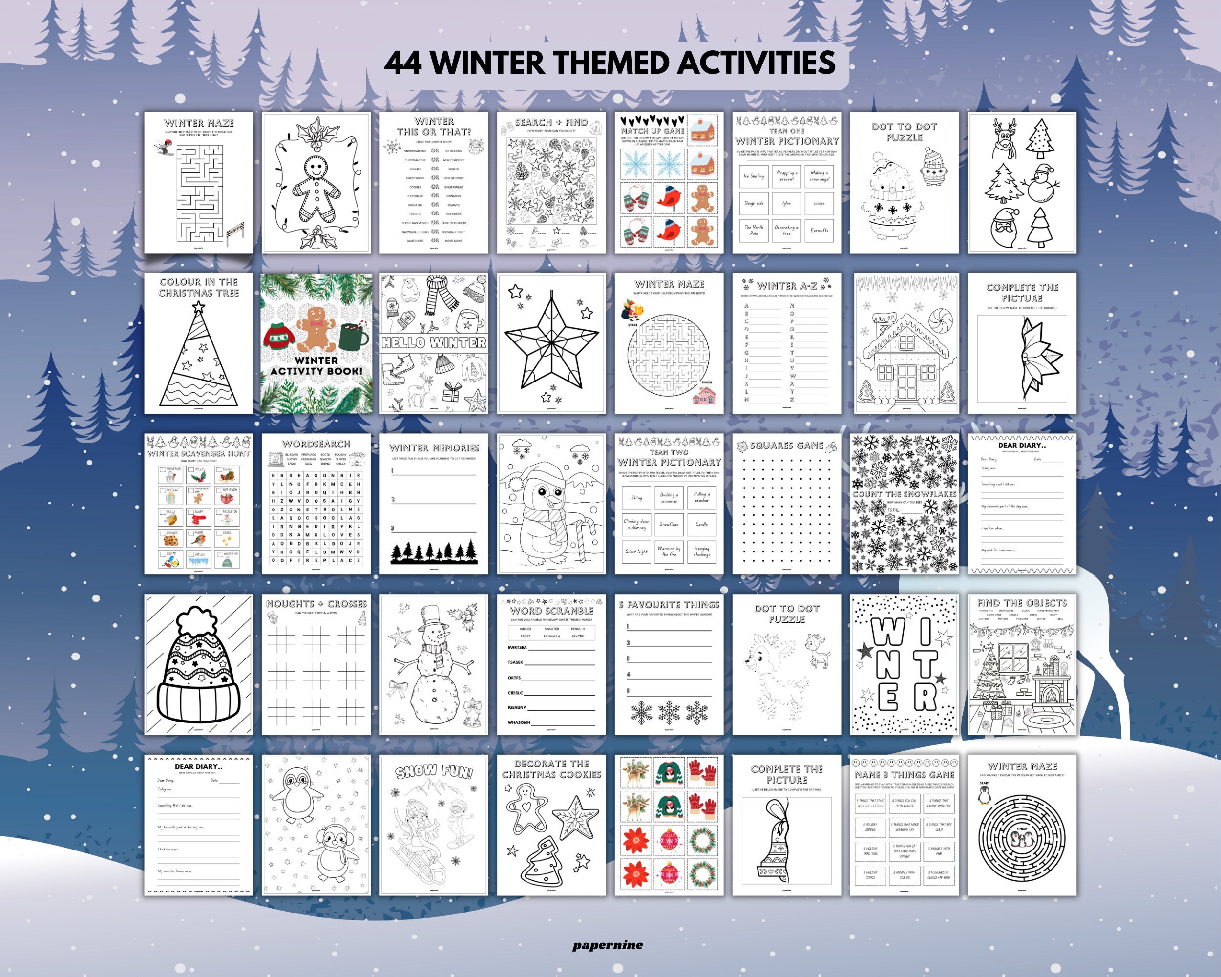 Ultimate Winter Themed Printable Activity Bundle Pack for Children 45 ...