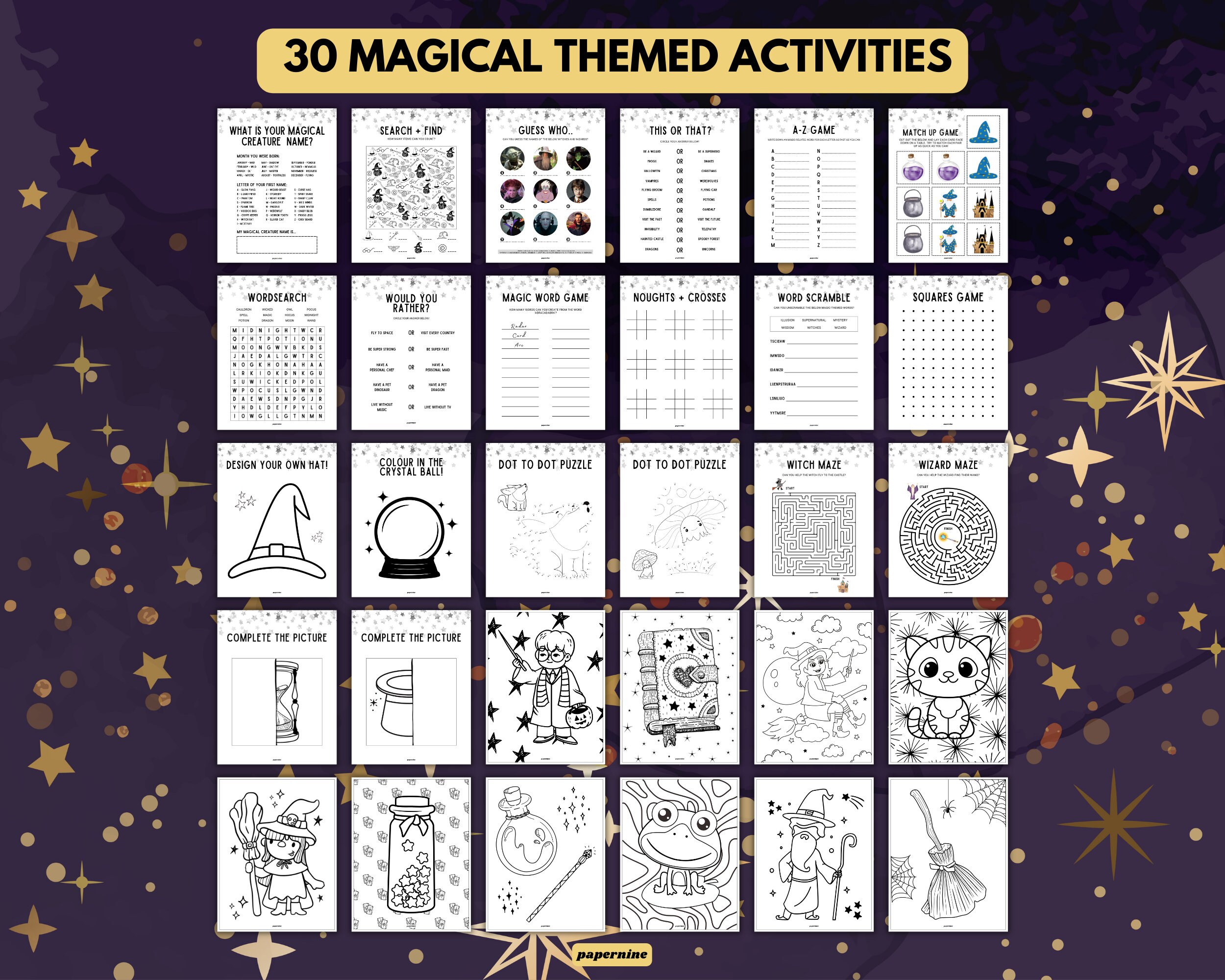 Ultimate Wizards and Witches Themed Printable Activity Bundle Pack for ...