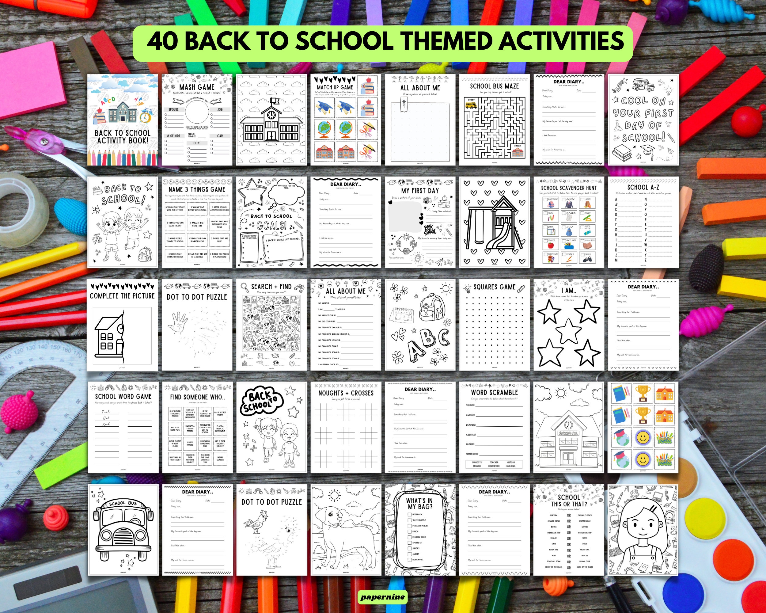 Ultimate Back to School Themed Printable Activity Bundle Pack for ...