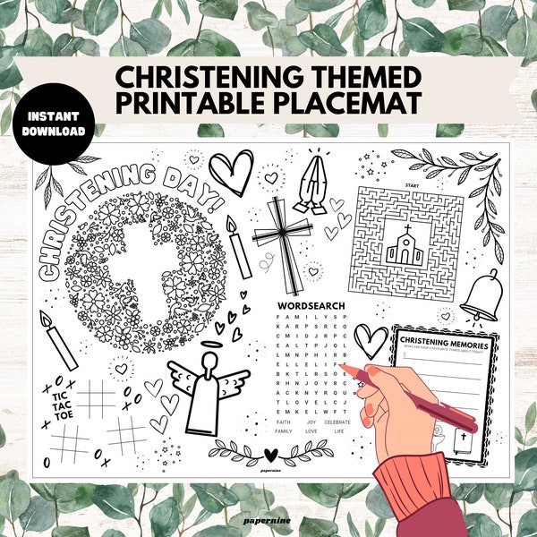 Kids Christening Activity Mat - Etsy