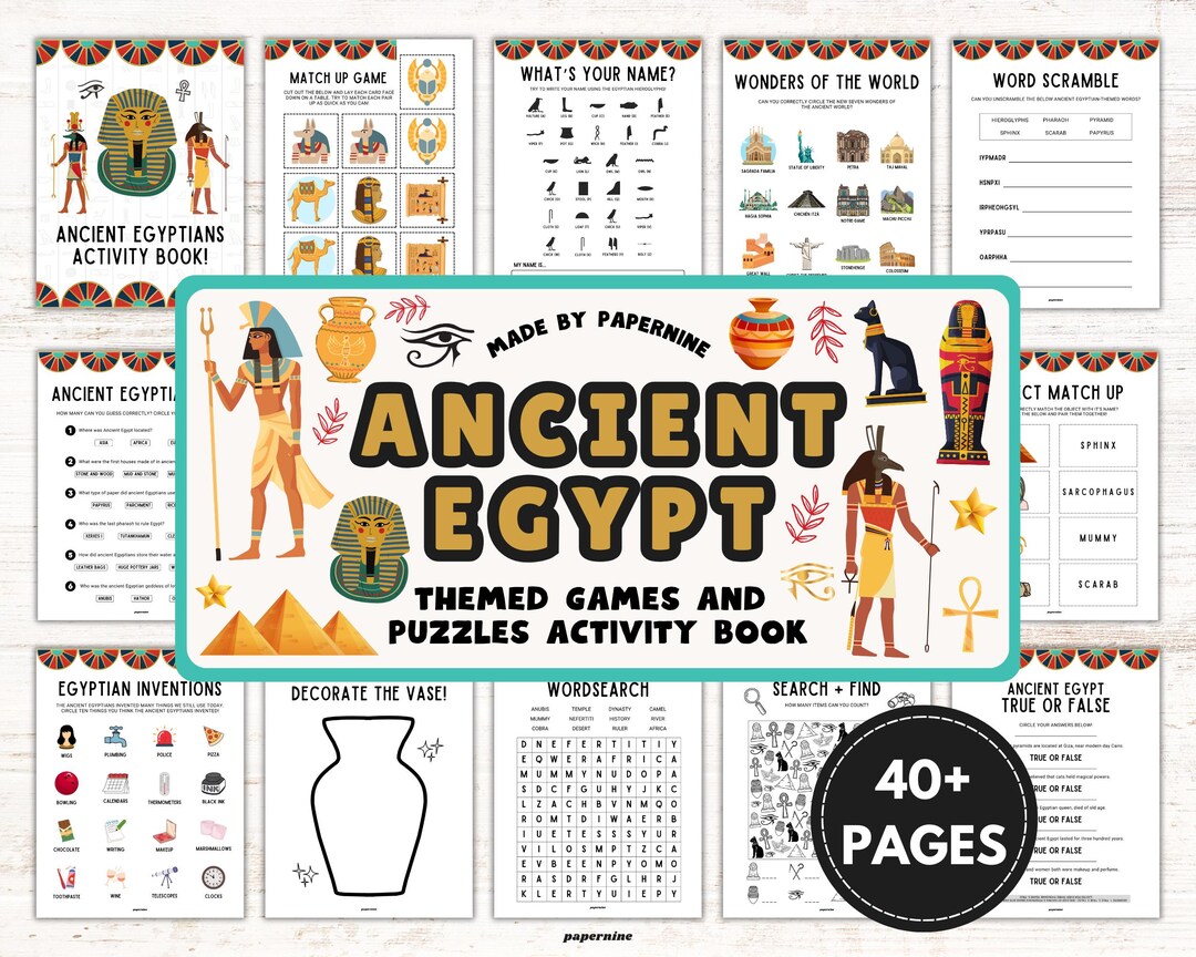Ultimate Ancient Egypt Themed Printable Games Activity Bundle 40 Pages ...