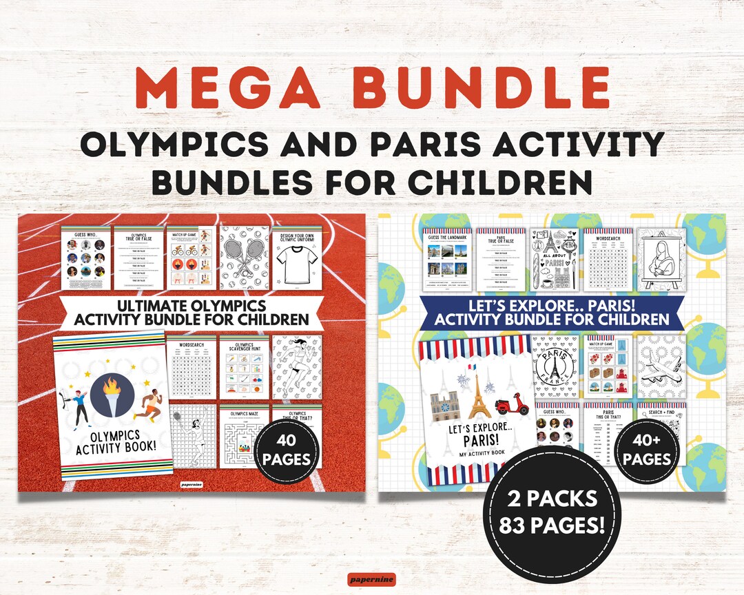 Mega Bundle Olympics and Paris Activity Bundles for Children 83 Pages ...