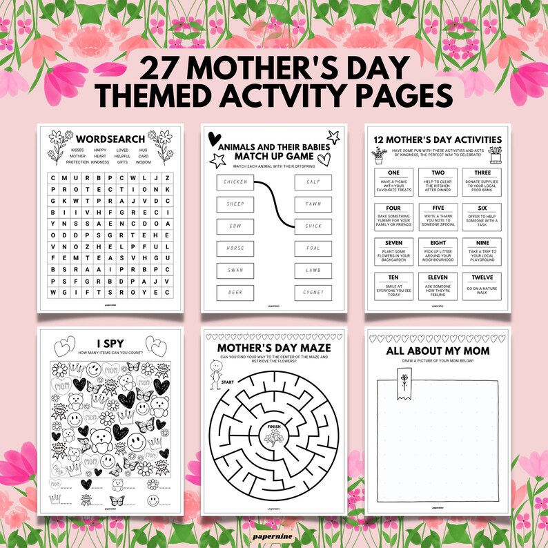 35 Page Mother's Day Themed Printable Activity Bundle Kids - Etsy